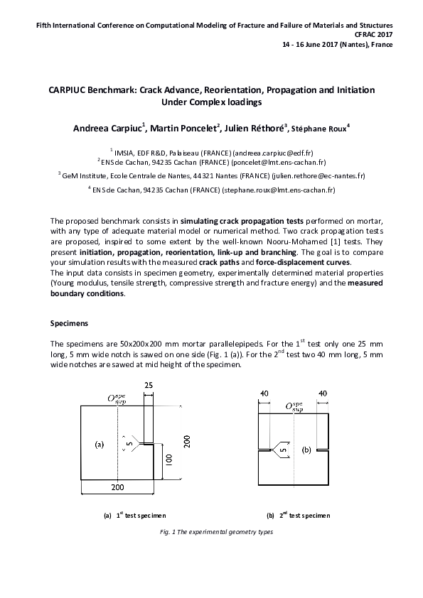 (PDF) Fifth International Conference on Computational Modeling of Fracture and Failure of ...