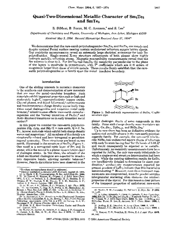(PDF) Quasi-two-dimensional metallic character of Sm2Te5 and SmTe3