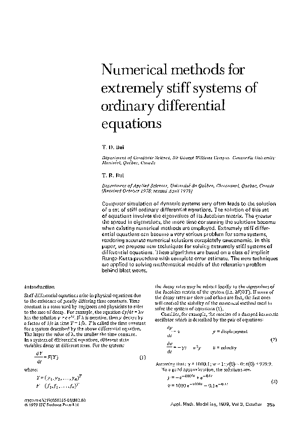 Pdf Numerical Methods For Extremely Stiff Systems Of Ordinary Differential Equations Thang