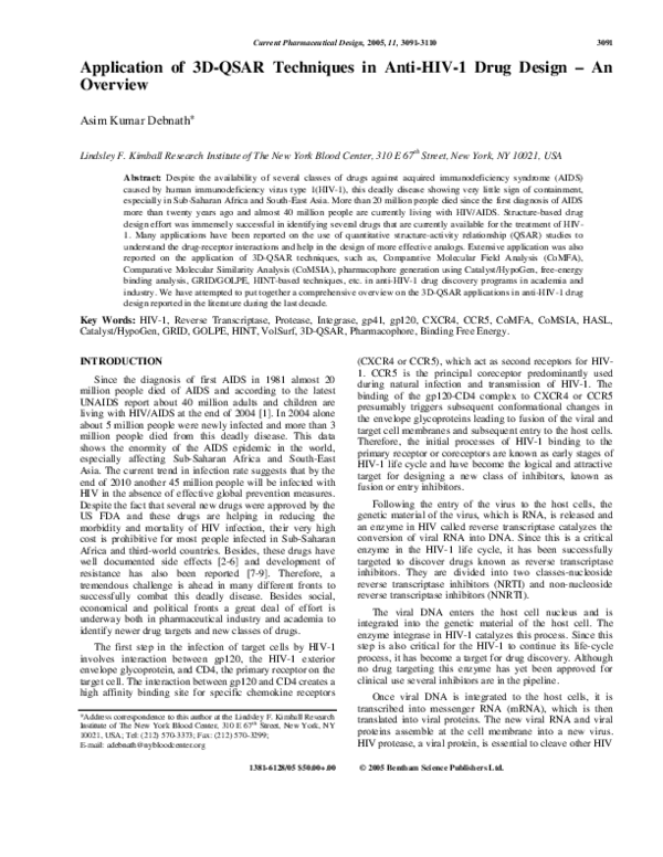 (PDF) Application of 3D-QSAR Techniques in Anti-HIV-1 Drug Design - An ...