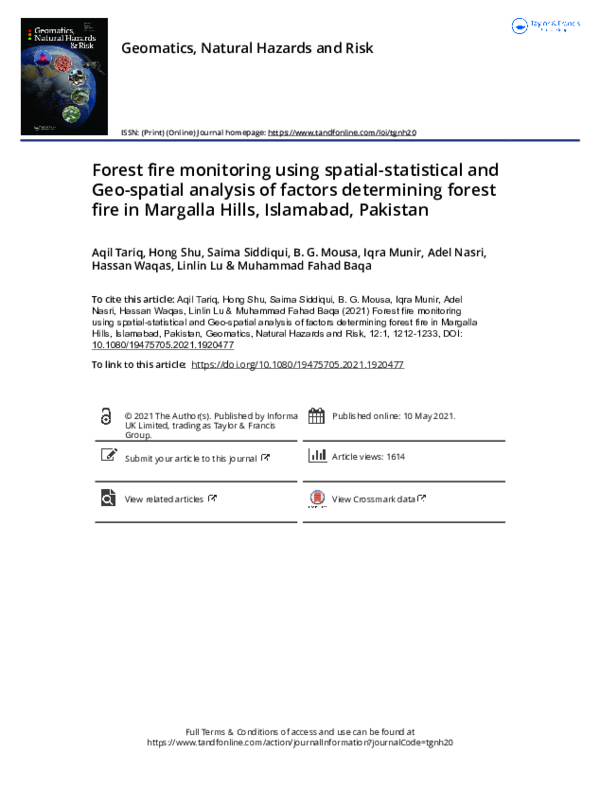 (PDF) Forest fire monitoring using spatial-statistical and Geo-spatial analysis of factors ...