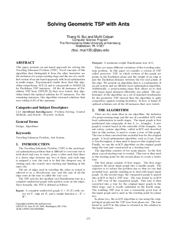 (PDF) Solving geometric TSP with ants | Thang Bui - Academia.edu