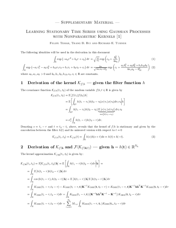 (PDF) Learning Stationary Time Series using Gaussian Processes with Nonparametric Kernels