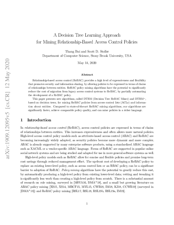(PDF) A Decision Tree Learning Approach for Mining Relationship-Based Access Control Policies
