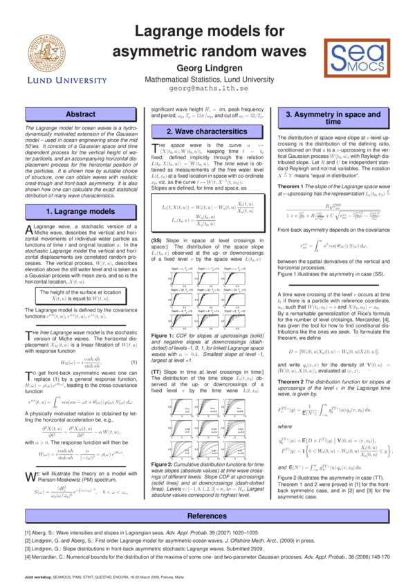 (PDF) Lagrange models for asymmetric random waves | G. Lindgren - Academia.edu