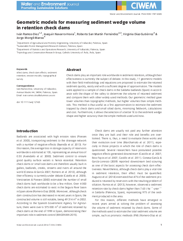 (PDF) Geometric models for measuring sediment wedge volume in retention ...