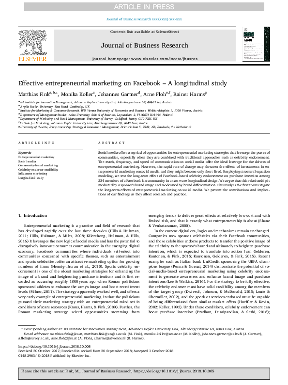 (PDF) Effective entrepreneurial marketing on Facebook – A longitudinal study
