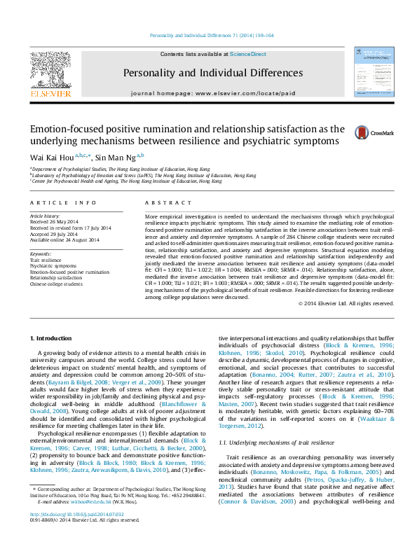 (PDF) Emotion-focused positive rumination and relationship satisfaction ...