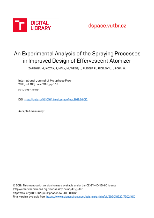 (PDF) An experimental analysis of the spraying processes in improved ...