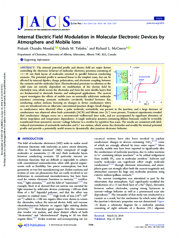 (PDF) Internal Electric Field Modulation in Molecular Electronic ...
