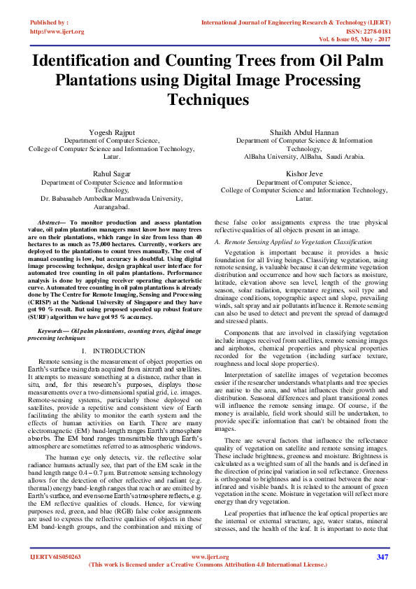 (PDF) Identification and Counting Trees from Oil Palm Plantations using ...
