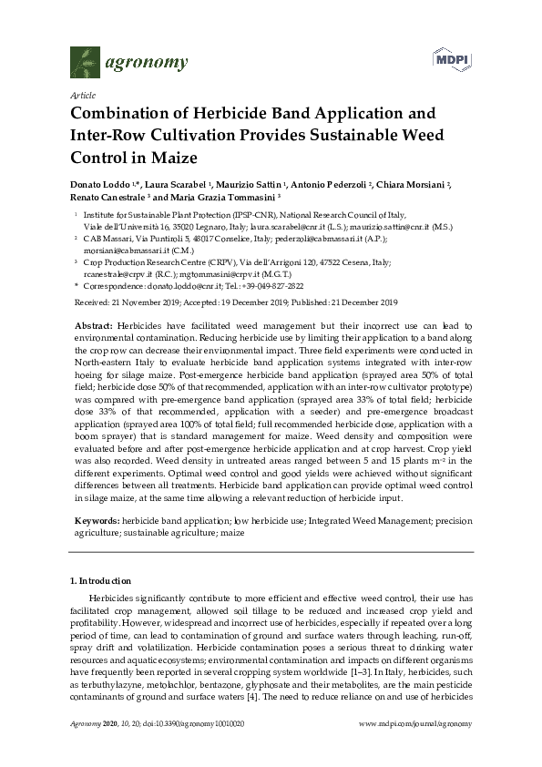 (PDF) Combination of Herbicide Band Application and Inter-Row ...