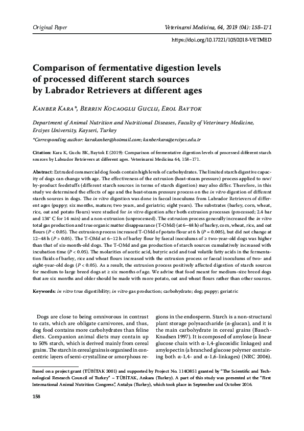 (PDF) Comparison of fermentative digestion levels of processed ...
