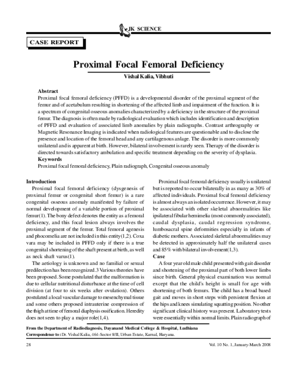 (PDF) Proximal focal femoral deficiency