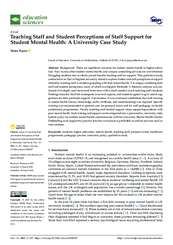 (PDF) Teaching Staff and Student Perceptions of Staff Support for ...