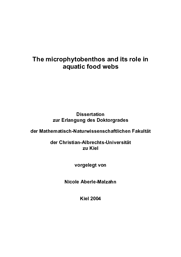 (PDF) The microphytobenthos and its role in aquatic food webs