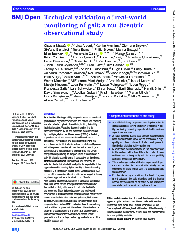 (PDF) Technical validation of real-world monitoring of gait: a ...