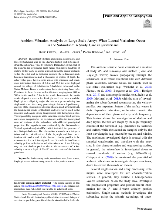 (PDF) Ambient Vibration Analysis on Large Scale Arrays When Lateral Variations Occur in the ...