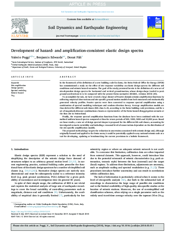 (PDF) Development of hazard- and amplification-consistent elastic design spectra