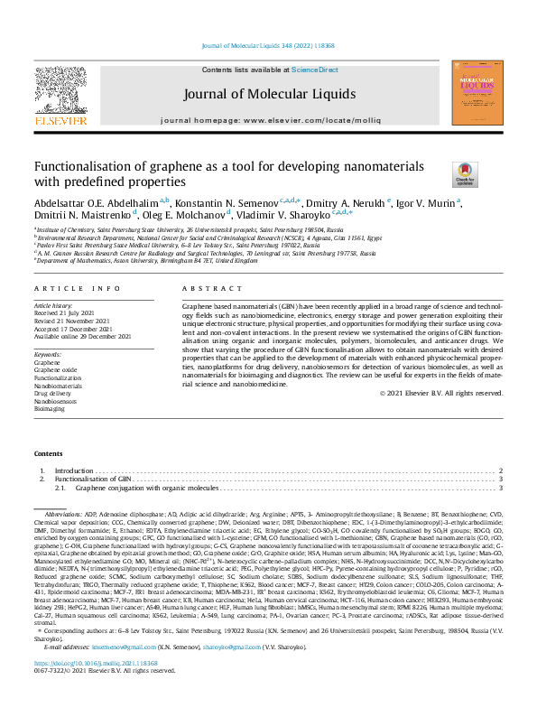 (PDF) Functionalisation of graphene as a tool for developing ...