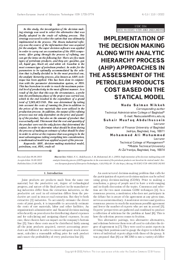 (PDF) Implementation of the decision making along with analytic hierarchy process (AHP ...