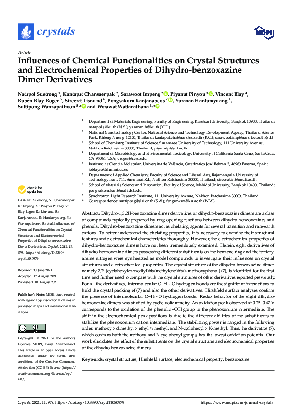 (PDF) Influences of Chemical Functionalities on Crystal Structures and Electrochemical ...