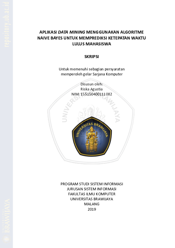 Pdf Aplikasi Data Mining Menggunakan Algoritme Naive Bayes Untuk Memprediksi Ketepatan Waktu 
