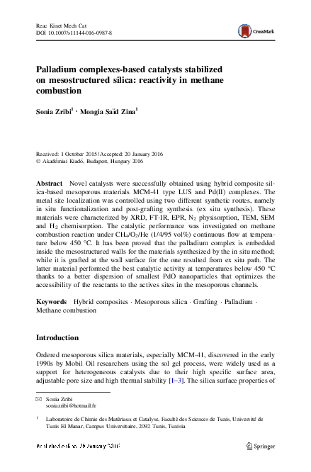 (PDF) Palladium complex-based catalysts stabilized on mesostructured ...