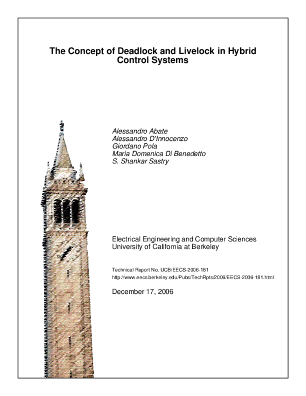(PDF) The Concept of Deadlock and Livelock in Hybrid Control Systems | Maria Domenica (Marika ...