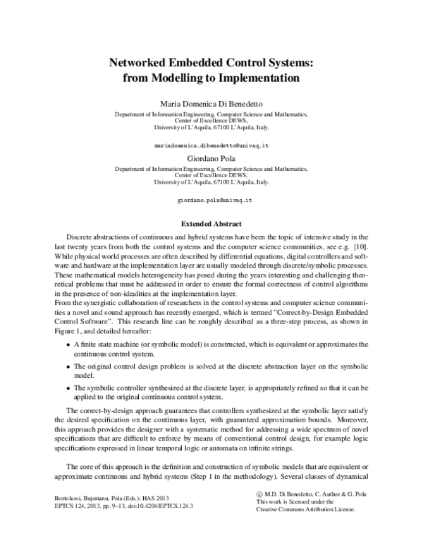 Pdf Networked Embedded Control Systems From Modelling To Implementation