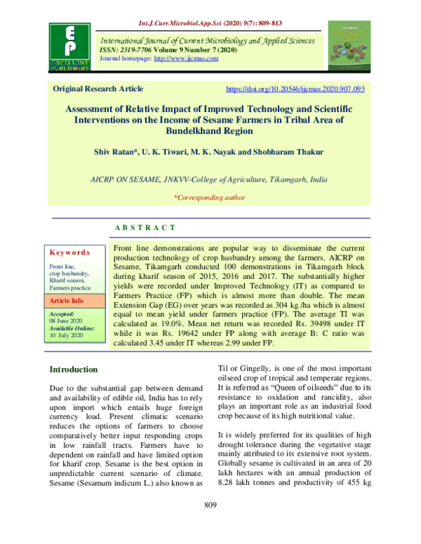 (PDF) Assessment of Relative Impact of Improved Technology and ...