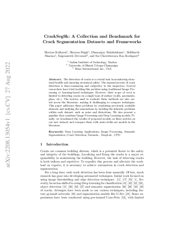 Pdf Crackseg9k A Collection And Benchmark For Crack Segmentation