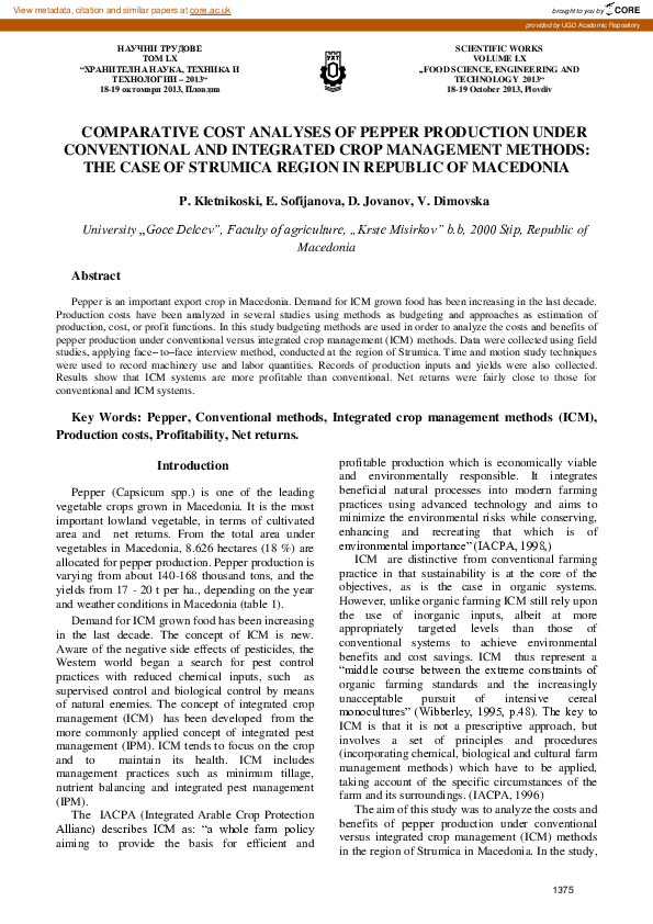 (PDF) Comparative cost analyses of pepper production under conventional ...