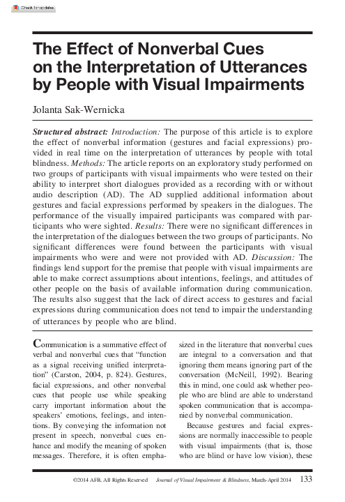 (PDF) The Effect of Nonverbal Cues on the Interpretation of Utterances ...