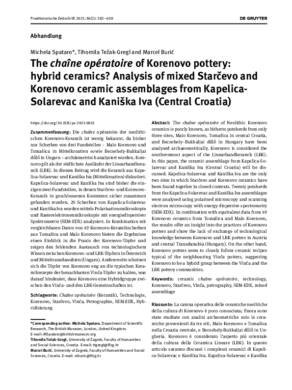 (PDF) The chaîne opératoire of Korenovo pottery: hybrid ceramics ...