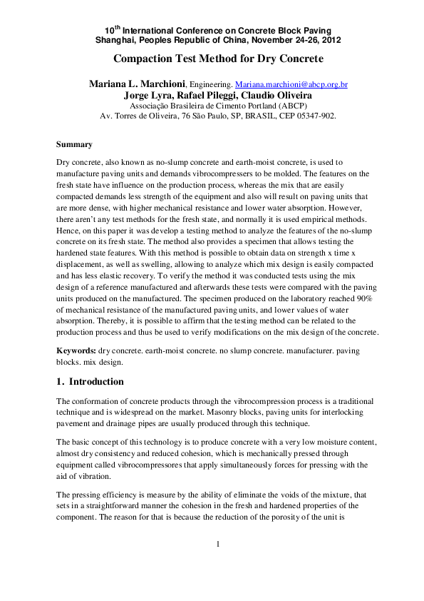 (PDF) Compaction Test Method for Dry Concrete