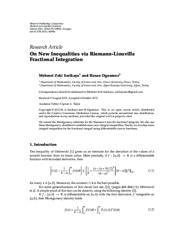Pdf New Integral Inequalities From Fractional Integration