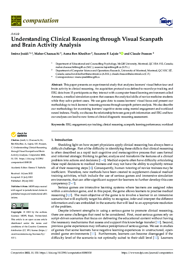(PDF) Understanding Clinical Reasoning through Visual Scanpath and Brain Activity Analysis