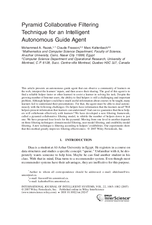 (PDF) Pyramid collaborative filtering technique for an intelligent ...