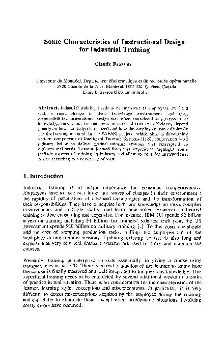 (PDF) Some characteristics of instructional design for industrial training