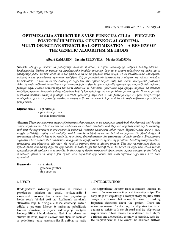 (PDF) Multi-Objective Structural Optimization-A Review of Genetic Algorithm Methods