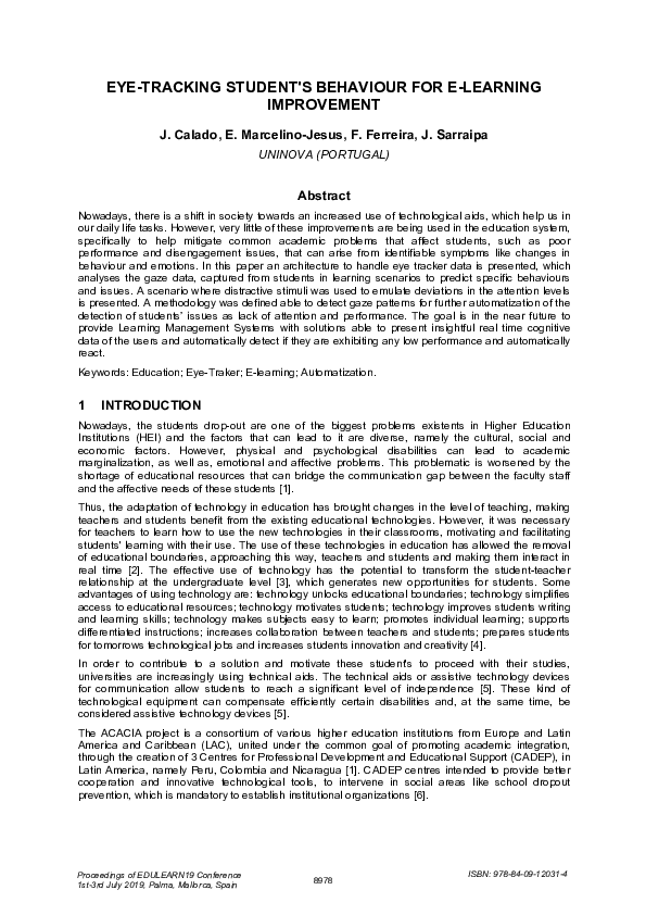 (PDF) Eye-Tracking Student's Behaviour for E-Learning Improvement