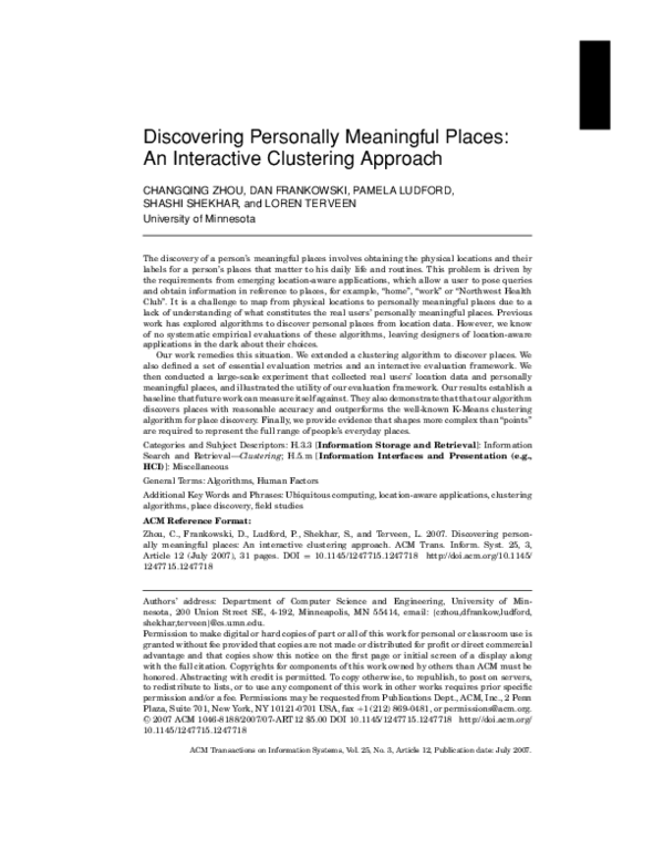 (PDF) Discovering personally meaningful places
