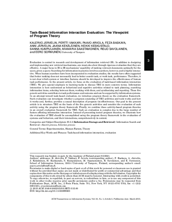 (PDF) Task-Based Information Interaction Evaluation