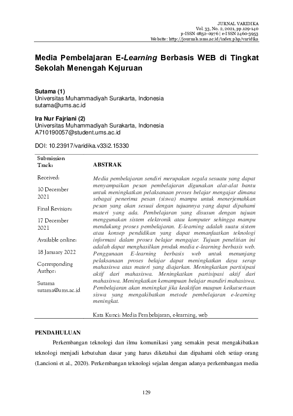 (PDF) Media Pembelajaran E-Learning Berbasis WEB di Tingkat Sekolah Menengah Kejuruan