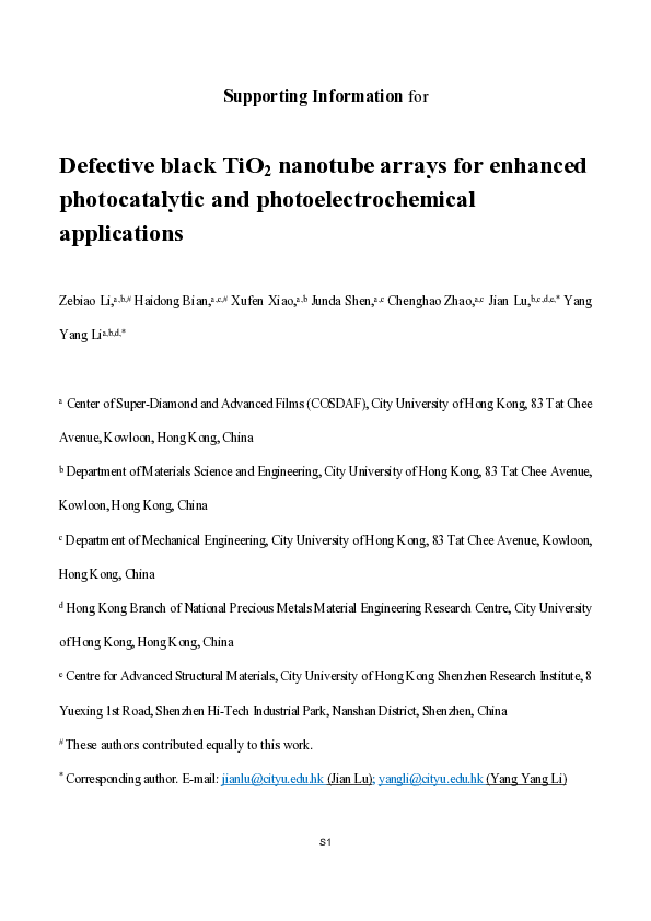 (PDF) Defective Black TiO2 Nanotube Arrays for Enhanced Photocatalytic and Photoelectrochemical ...