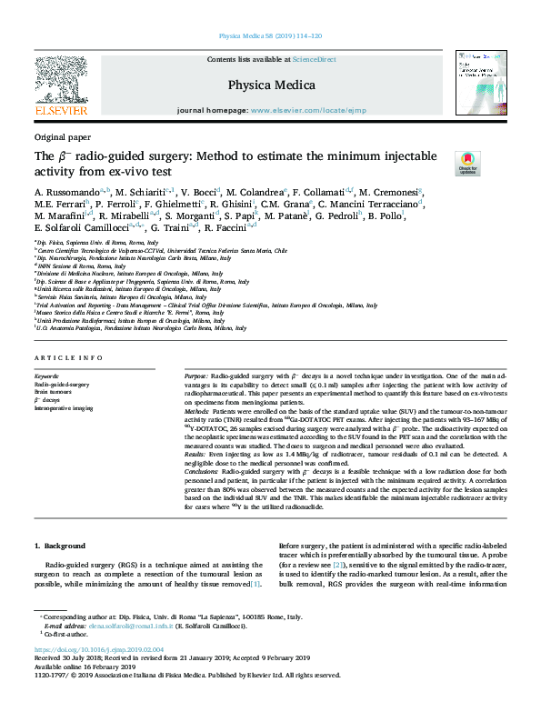 (PDF) The β- radio-guided surgery: Method to estimate the minimum ...
