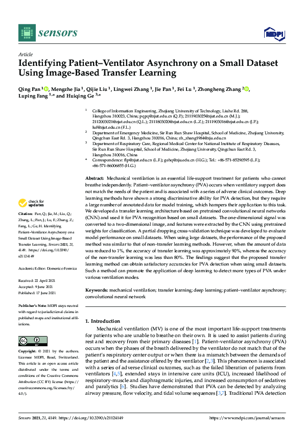 (PDF) Identifying Patient–Ventilator Asynchrony on a Small Dataset Using Image-Based Transfer ...