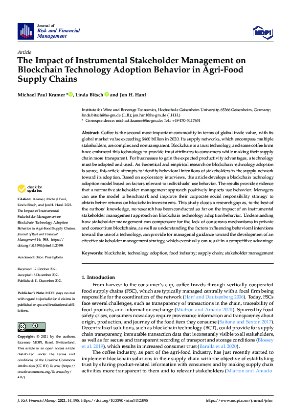 (PDF) The Impact of Instrumental Stakeholder Management on Blockchain ...