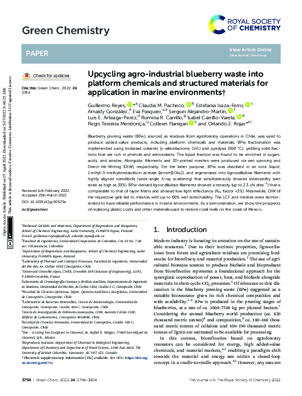 (PDF) Upcycling agro-industrial blueberry waste into platform chemicals ...